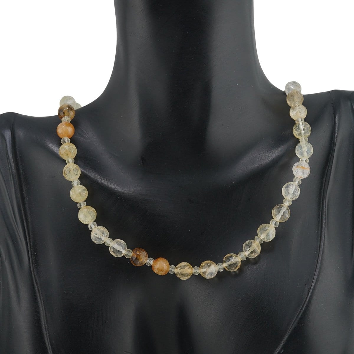 Colier Citrin sfere fatetate 7mm si discuri fatetate 4mm