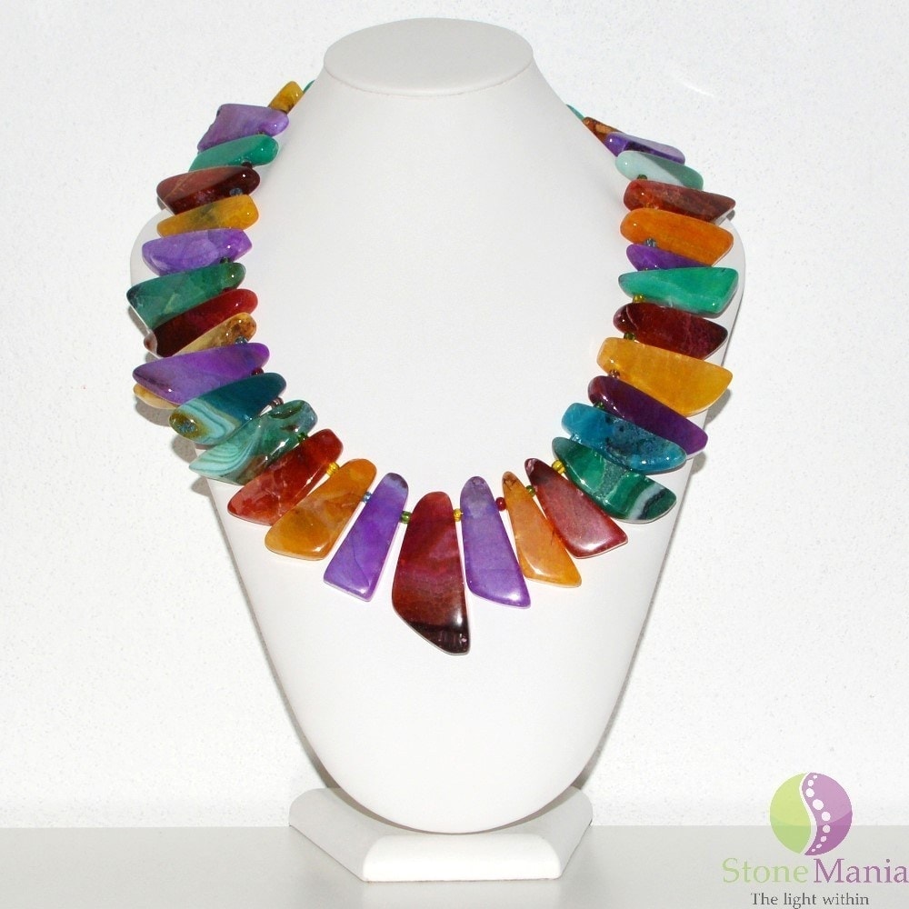 Colier agat multicolor gherute 50cm - pe STONEMANIA.RO