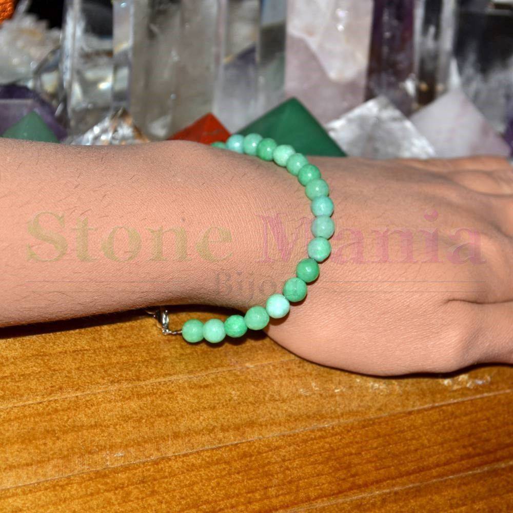 Bratara agat verde "crisopraz" sfere fatetate 6mm