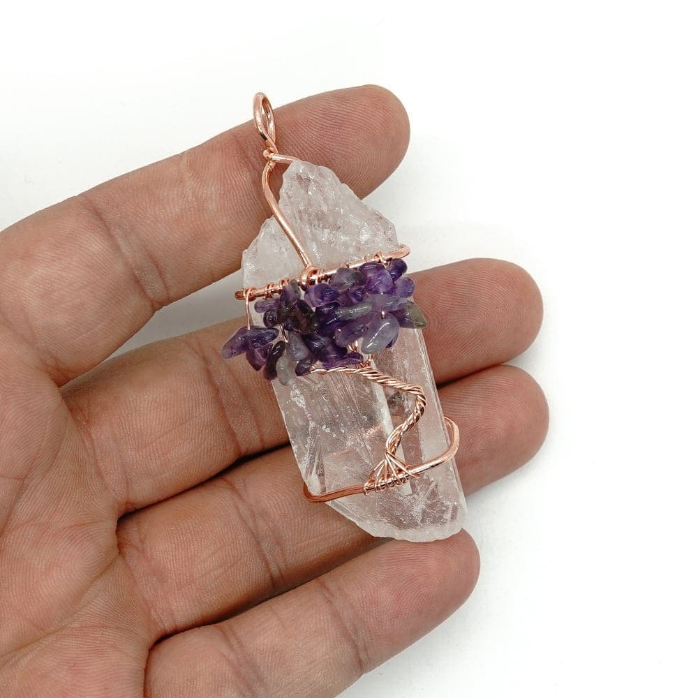 Pandantiv cuart cu pom de ametist 40-50mm - pe STONEMANIA.RO